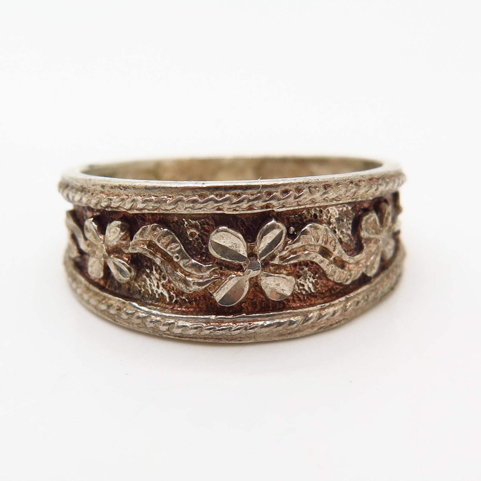 925 Sterling Silver Ornate Floral Design Ring Size 8 3/4 - Etsy