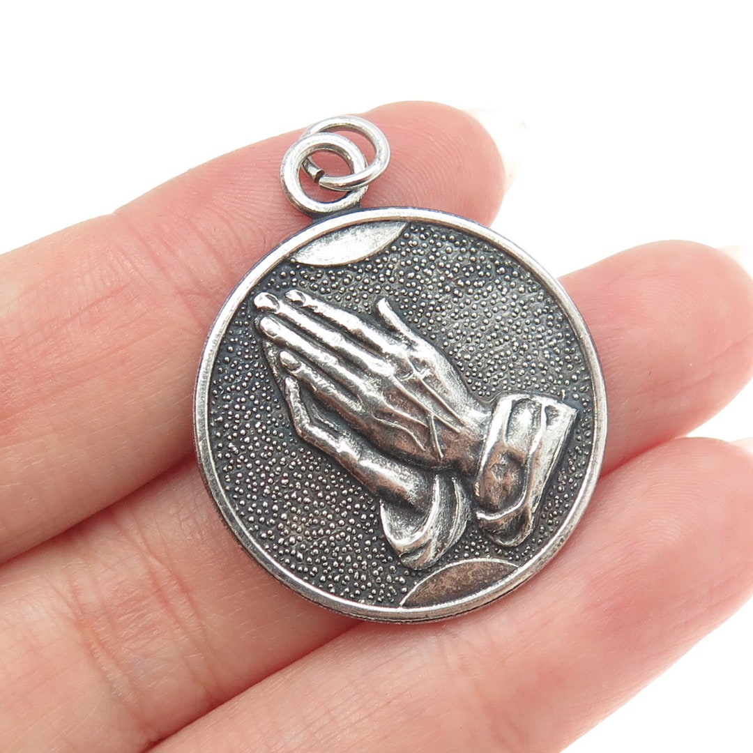 925 Sterling Silver Vintage Hands in Prayer Pendant - Etsy