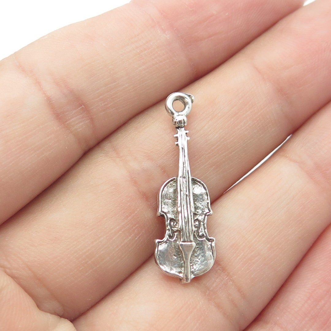 925 Sterling Silver Vintage Violin Musical Instrument Charm Pendant - Etsy