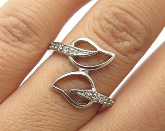 925 Sterling Silver Vintage C Z Leaf Ring Size 7 - Etsy 925 Sterling Silver Vintage C Z Leaf Ring Size 7 - Etsy
