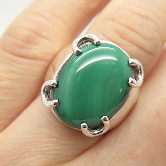 Vintage silver malachite ring store