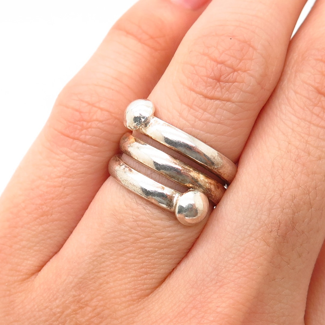 925 Sterling Silver Spiral Spring Design Wide Ring Size 4 3/4 - Etsy
