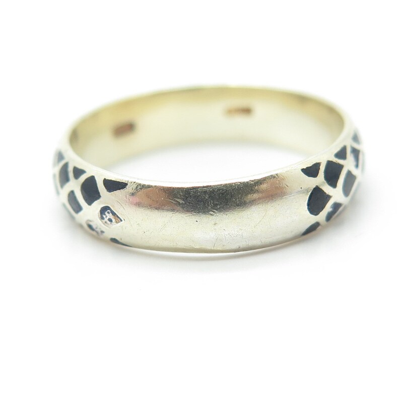 916 Silver Vintage Eastern Europe Enamel Band Ring Size 10 - Etsy