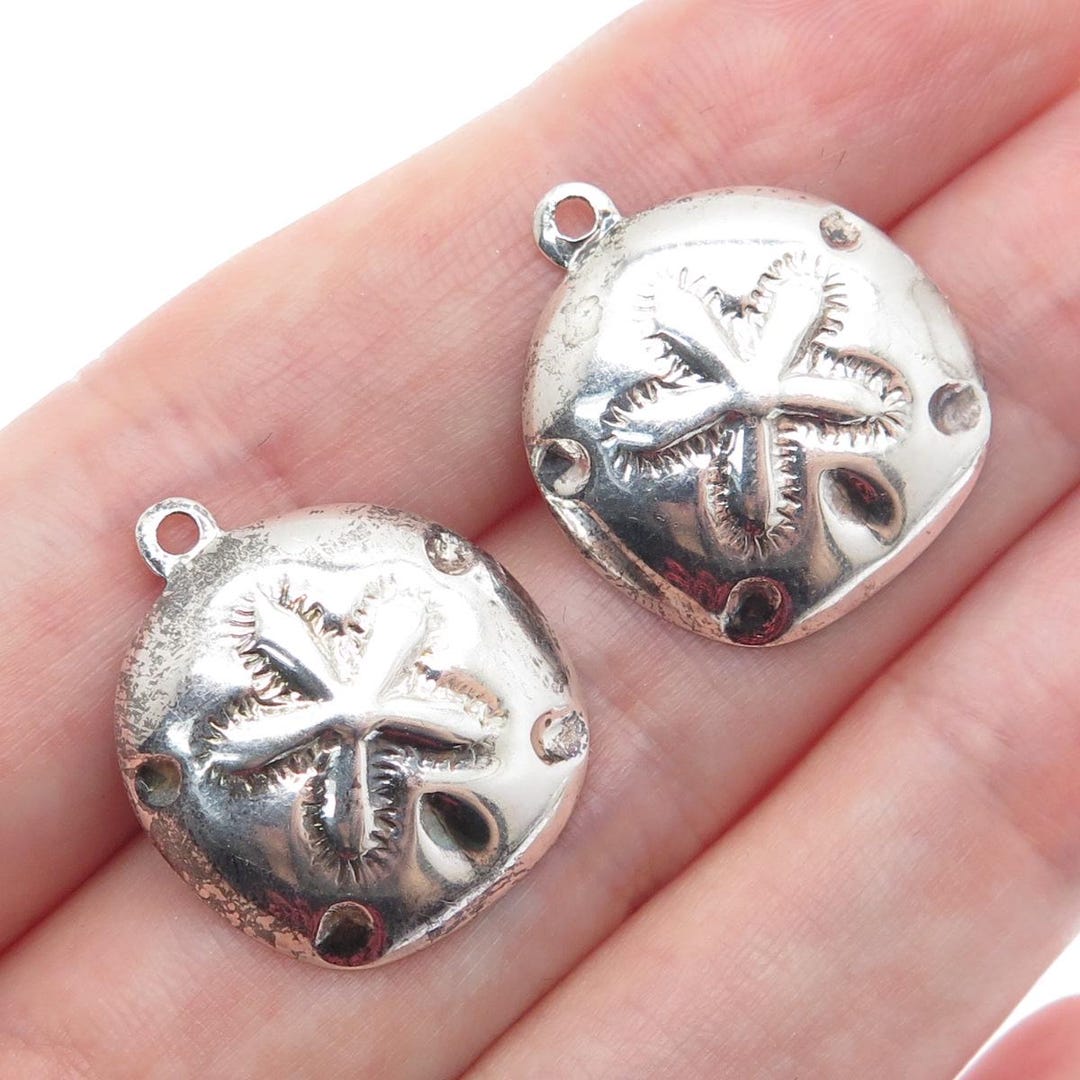 SX SALLY C 925 Sterling Silver Vintage Sand Dollar Oxidized Jacket ...