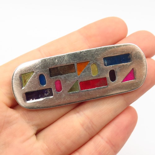 925 Sterling Silver Vintage Mexico Modernist Pin Brooch - Etsy