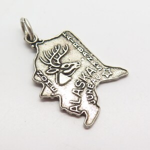 925 Sterling Silver Vintage alaska State Map Charm Pendant - Etsy