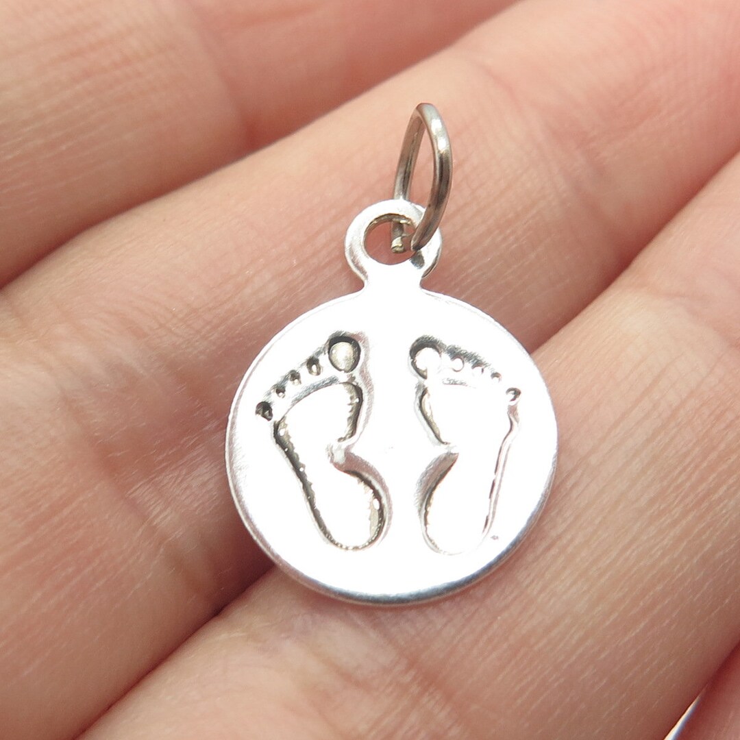 925 Sterling Silver Vintage Footprint Minimalist Pendant - Etsy