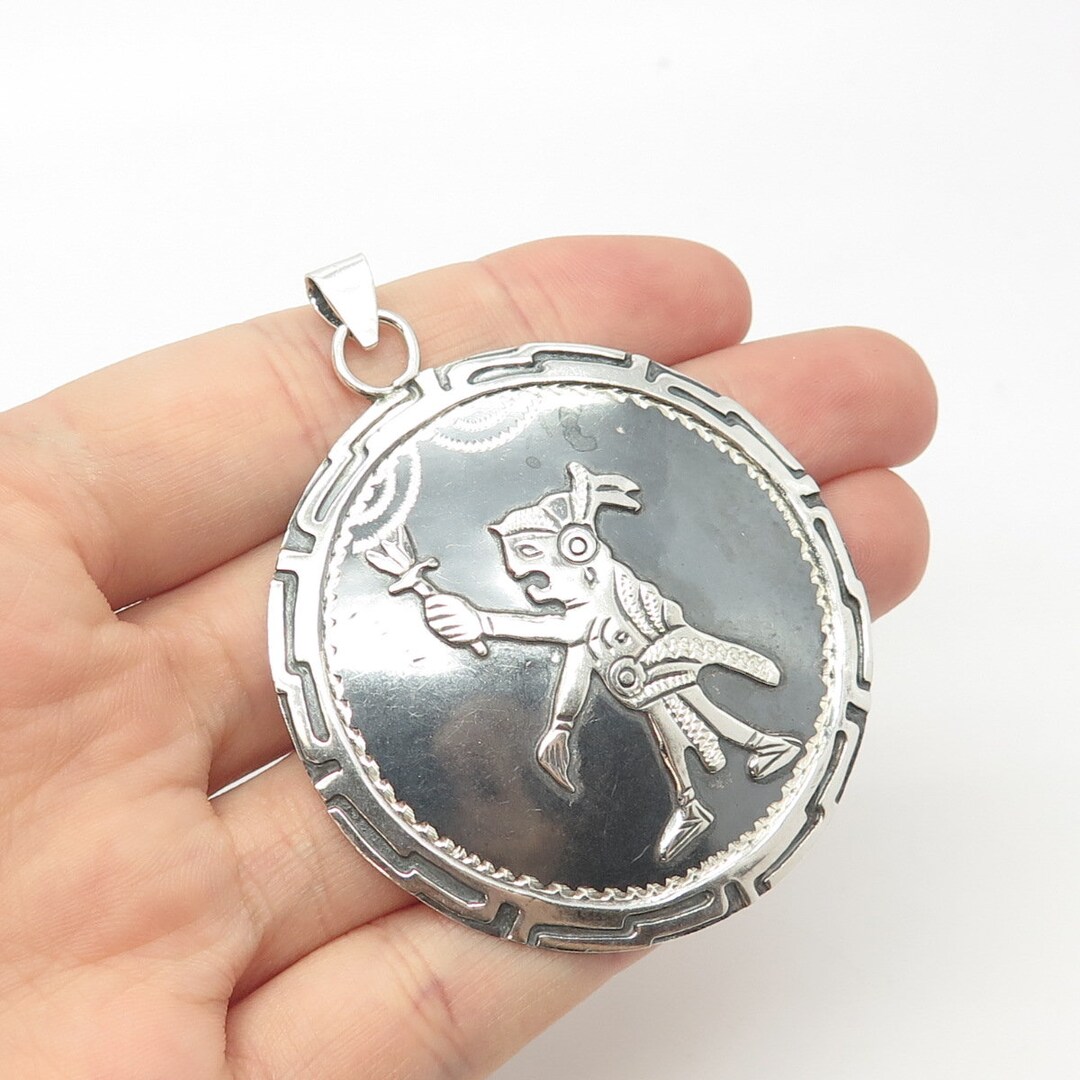 925 Sterling Silver Vintage D.F.M.G. Mexico Aztec Torch Warrior Large ...