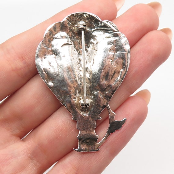 925 Sterling Silver Antique Parachute Pin Brooch - Gem