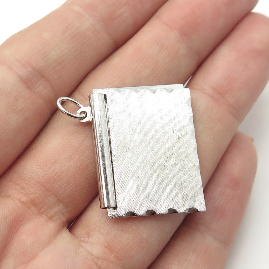 925 Sterling Silver Vintage Mandm Book Study Locket Charm Pendant - Etsy