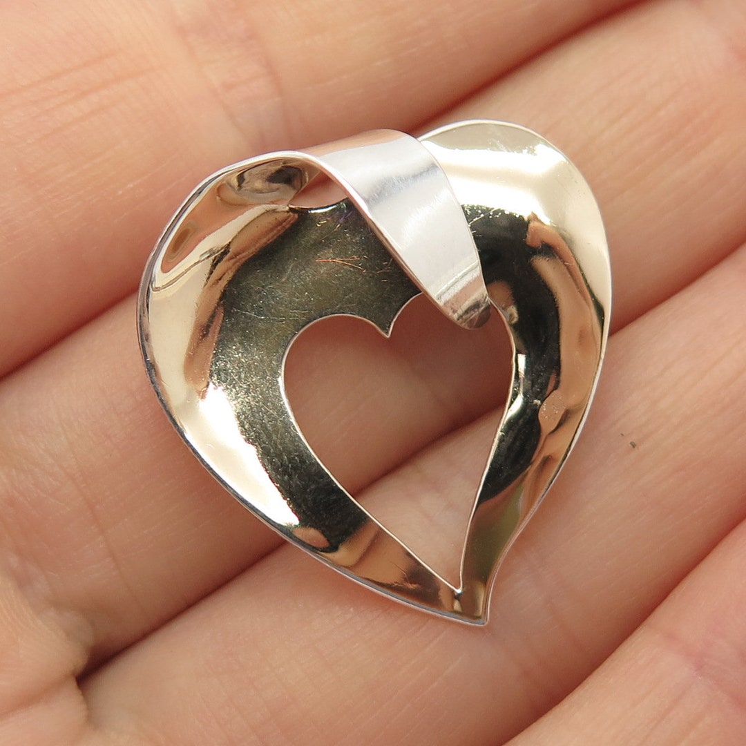925 Sterling Silver Vintage Double Heart Pin Brooch / Pendant - Etsy
