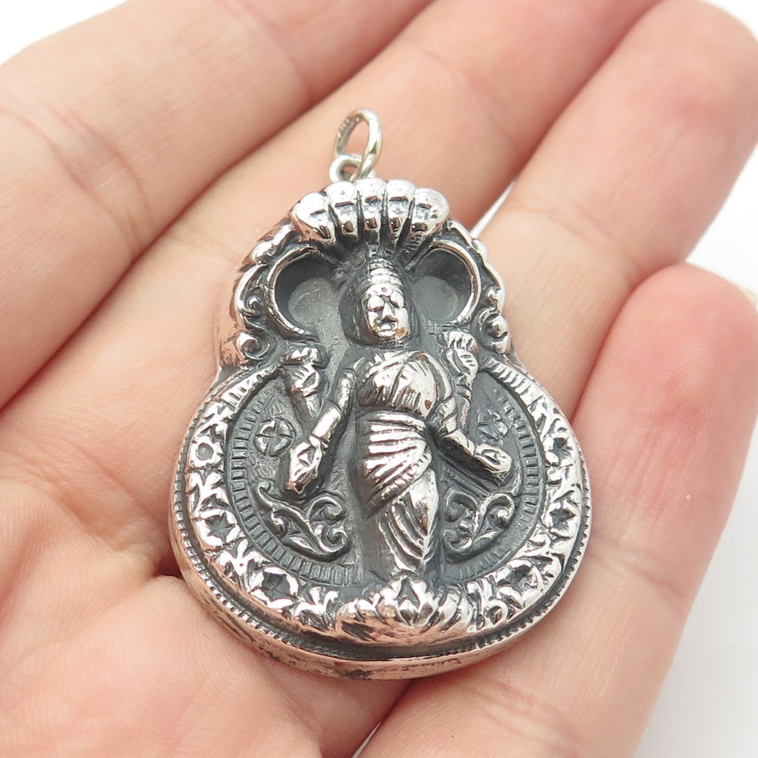 925 Sterling Silver Vintage Avalokiteshvara God Pendant - Etsy