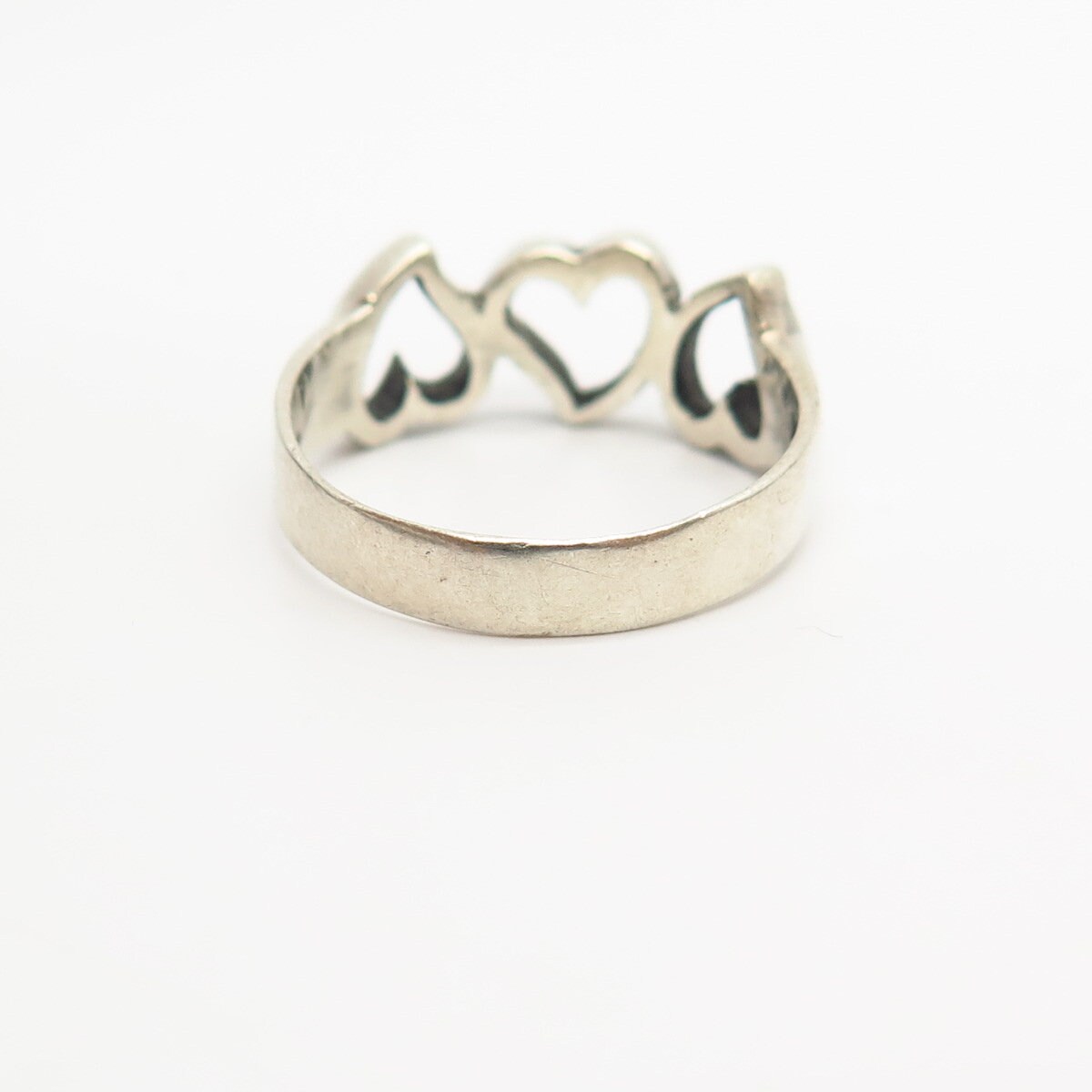 925 Sterling Silver Triple Open Heart Design Ring Size 7 | Etsy