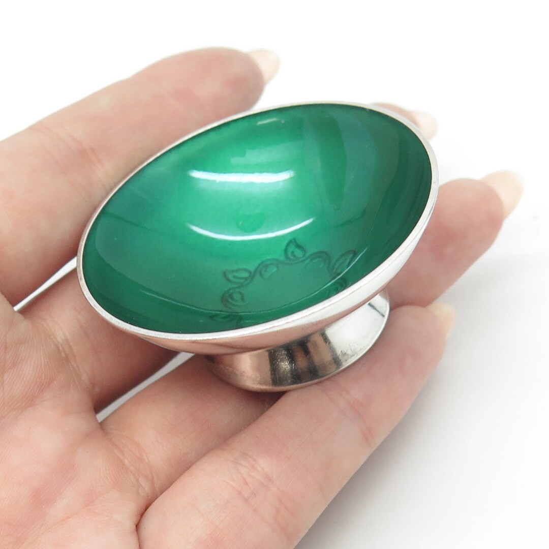 VOLMER BAHNER 925 Sterling Silver Vintage Denmark Guilloche Enamel Bowl ...