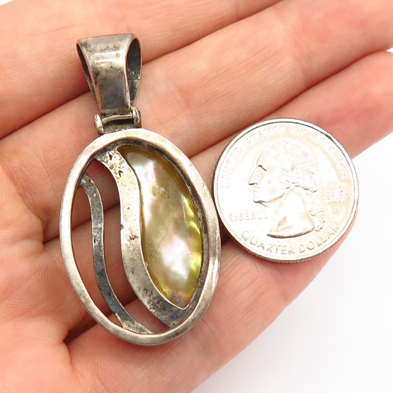 925 Sterling Silver Real Abalone Shell Cutout Wave Design - Etsy