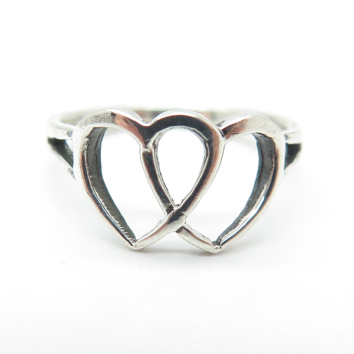 925 Sterling Silver Vintage Couple of Open Hearts Ring Size 5.5 - Etsy