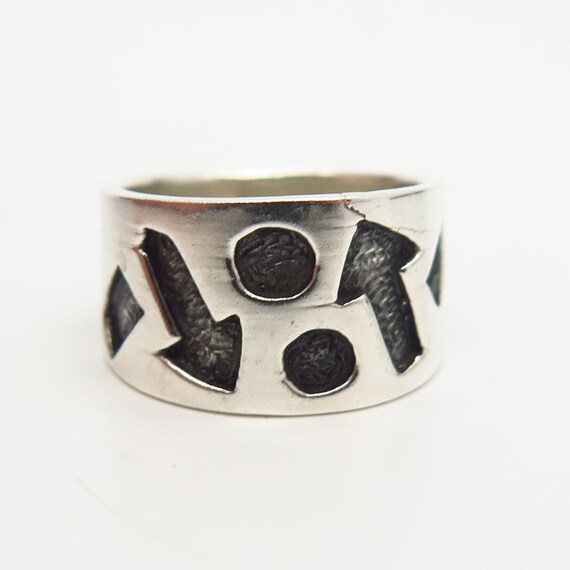 925 Sterling Silver Carved Arrow Design Ring Size 6 3… - Gem