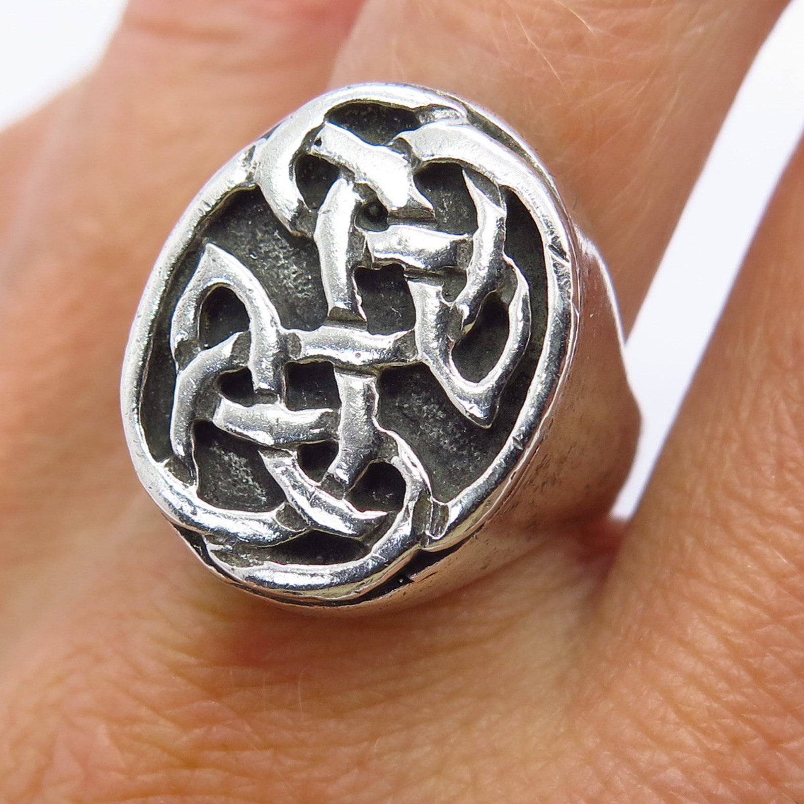 925 Sterling Silver Celtic / Viking Knot Signet Ring Size 9 - Etsy