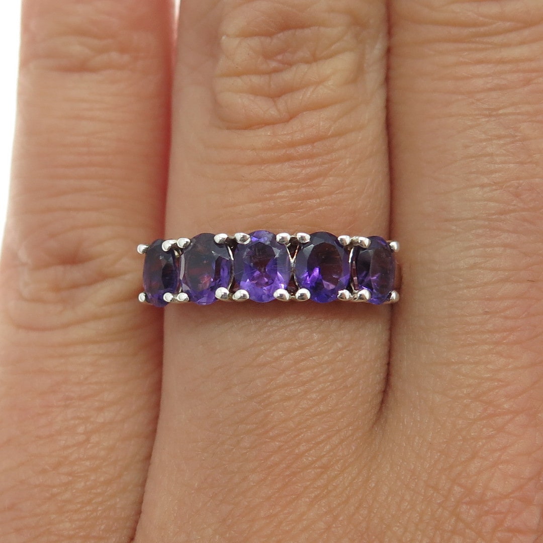CHUCK CLEMENCY 925 Sterling Silver Vintage Real Amethyst Gemstone Ring ...