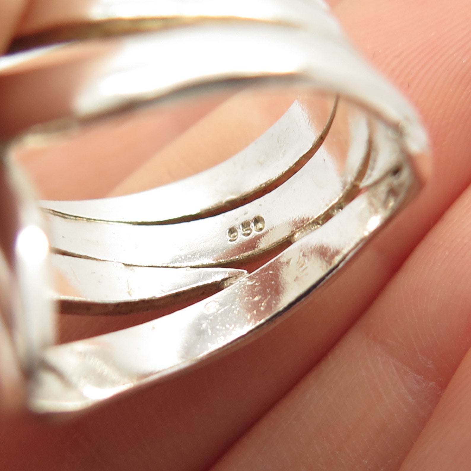 950 Silver Vintage Overlap Ring Size 6 3/4 - Etsy