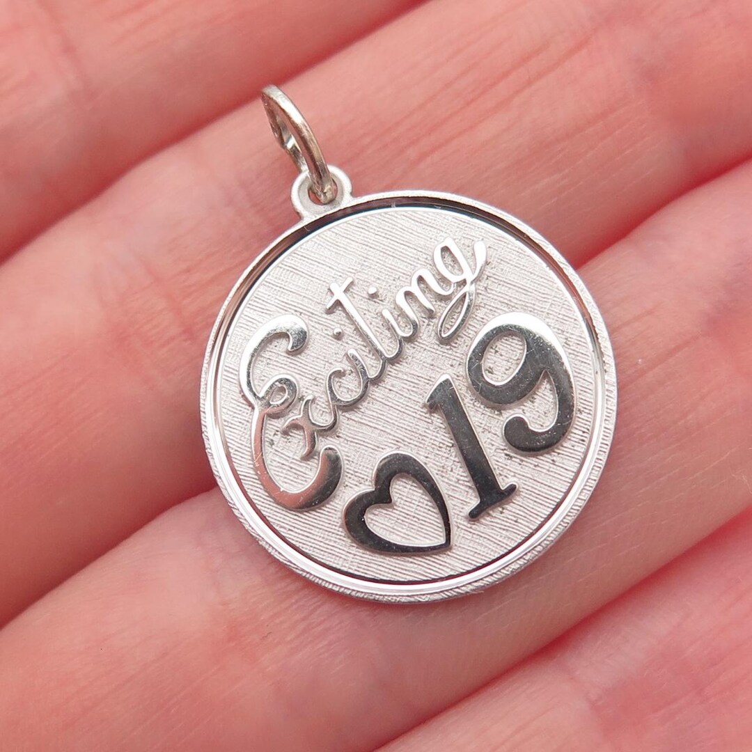 BEAU 925 Sterling Silver Vintage Exciting 19 Round Tag Charm Pendant - Etsy