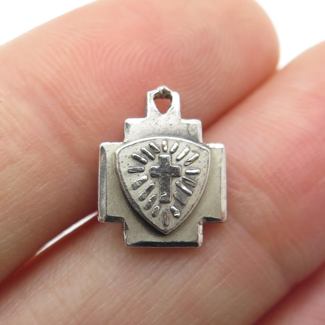 CREED Sterling Silver Antique "i Am Methodist" Cross Minimalist Charm ...