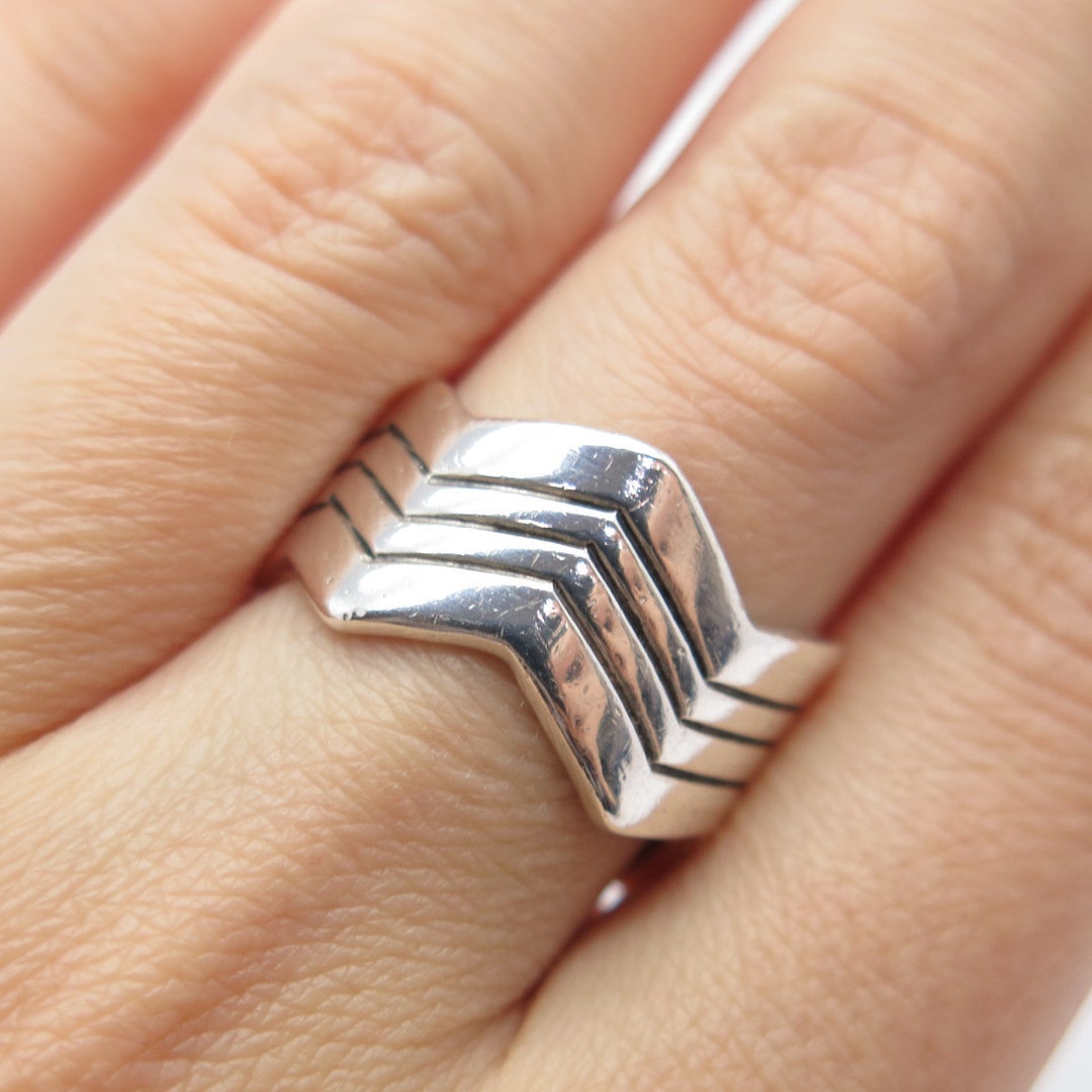 925 Sterling Silver Vintage Wavy Band Ring Size 7.25 - Etsy