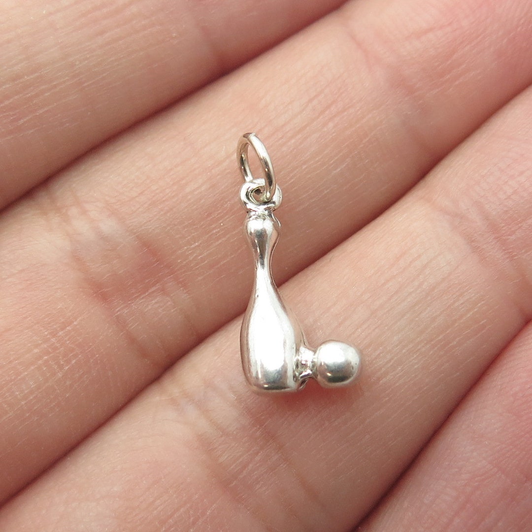 925 Sterling Silver Vintage Bowling Ball and Pin Charm Pendant - Etsy