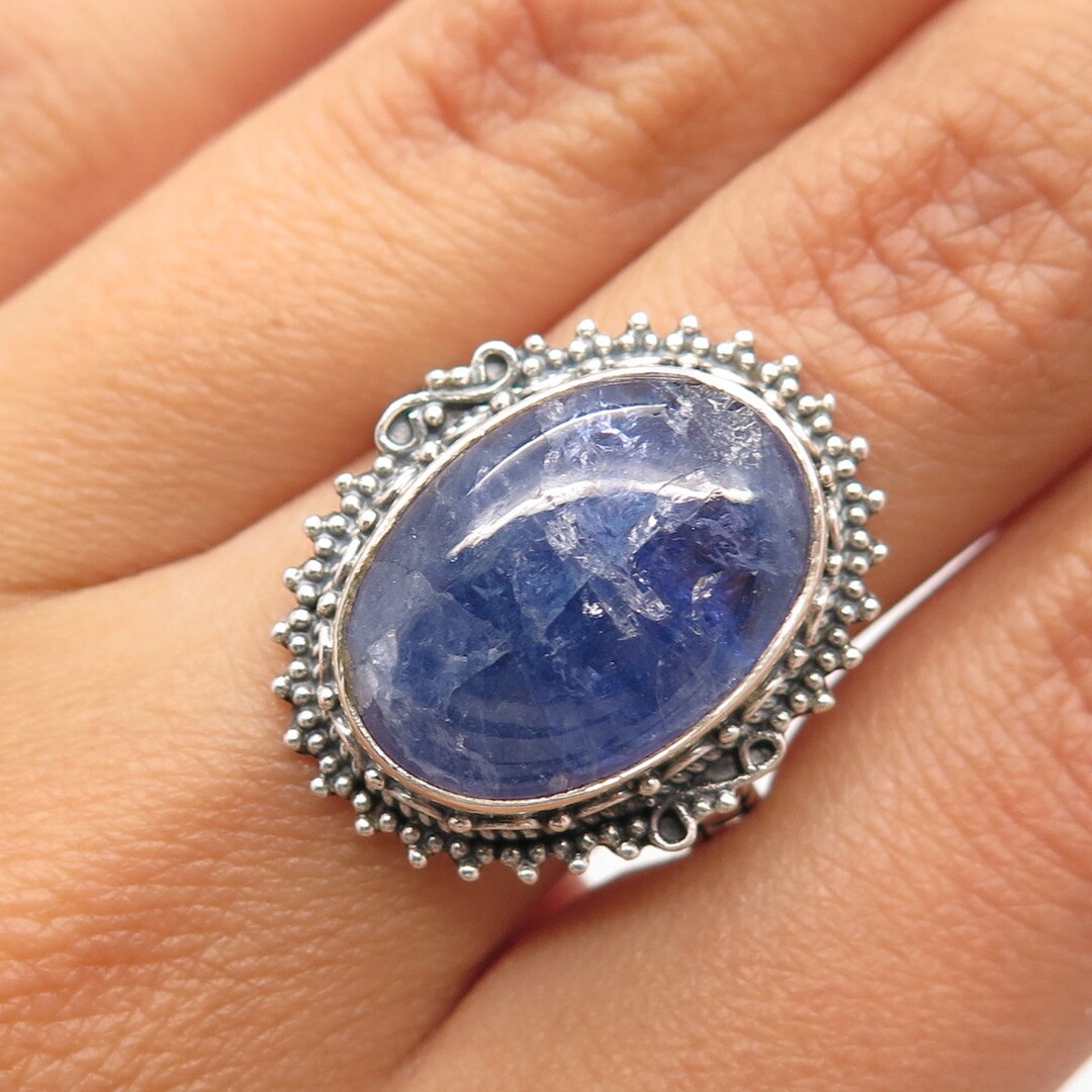 925 Sterling Silver Vintage Real Tanzanite Gemstone Boho Ring - Etsy