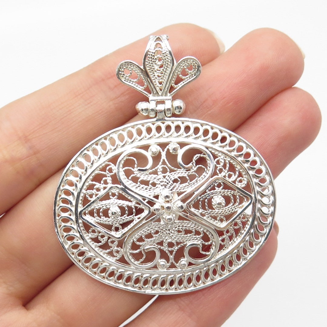 925 Sterling Silver Vintage Turkey Ornate Pendant - Etsy