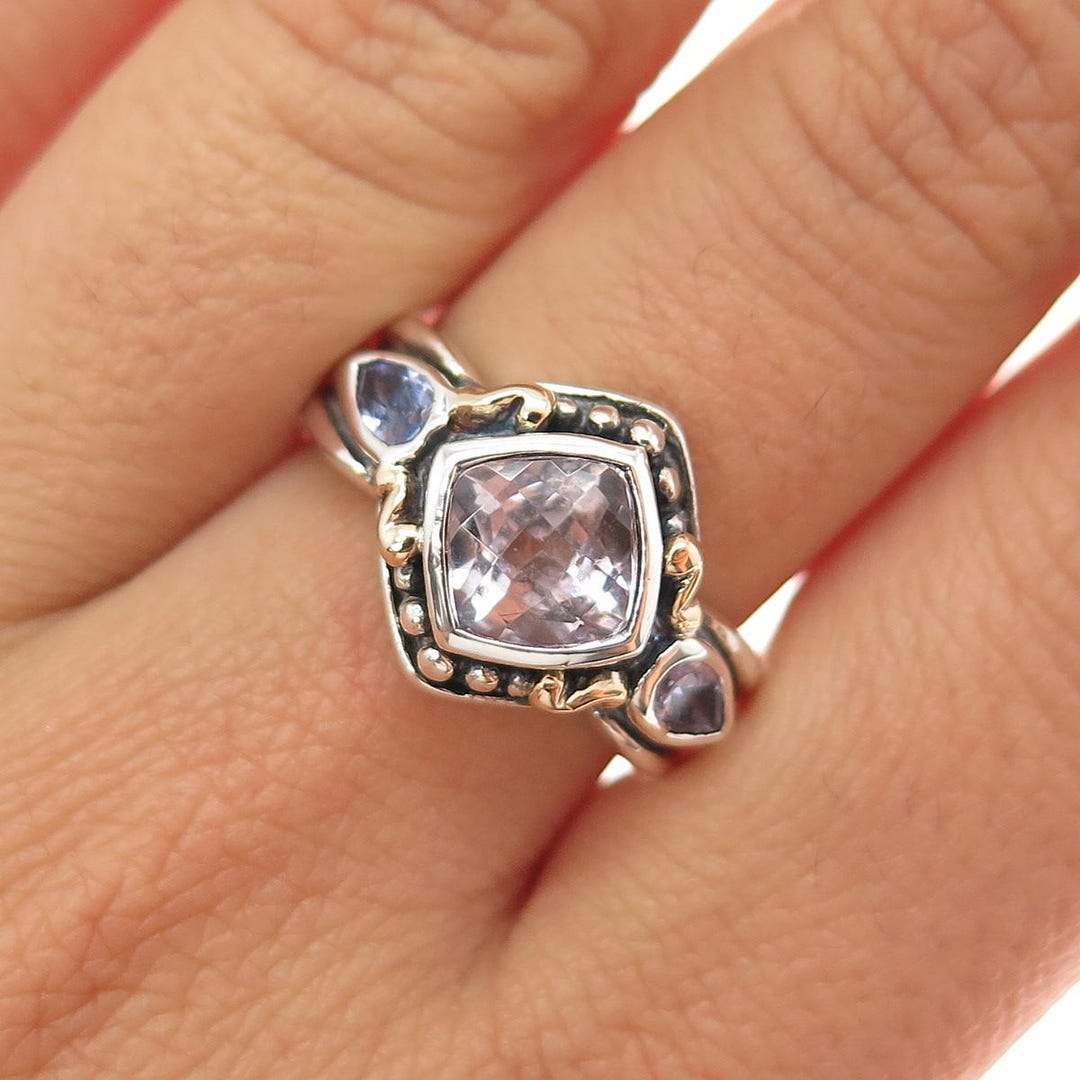 SAMUEL BENHAM BJC 14K Gold Sterling Silver Vintage Real Amethyst Ring ...