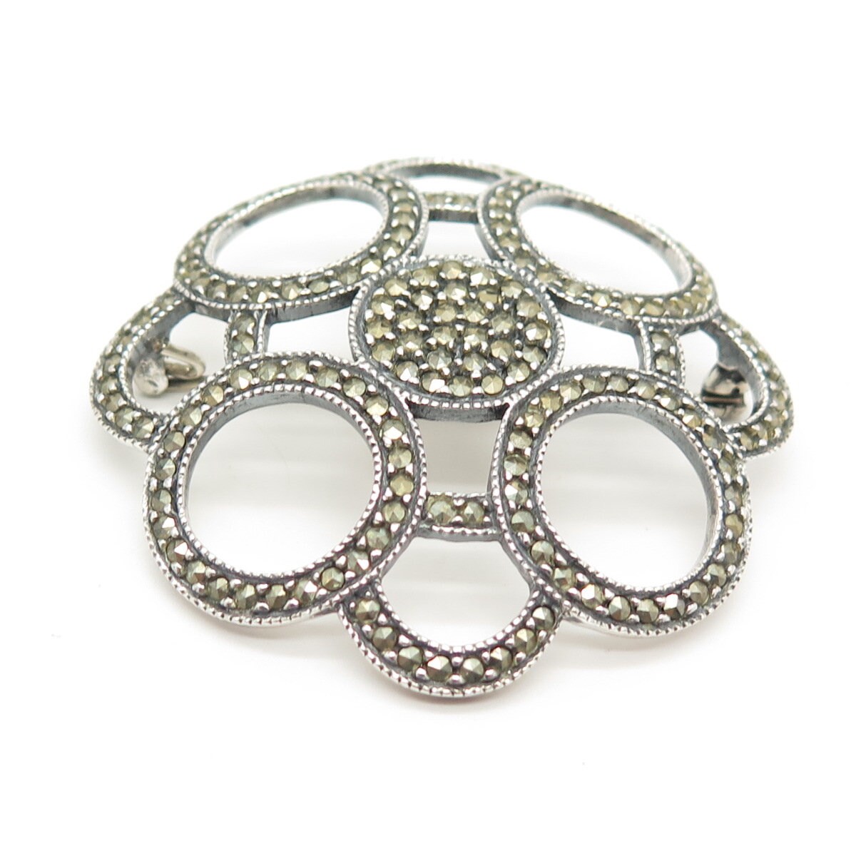 925 Sterling Silver Vintage Judith Jack Real Marcasite Gem Pin - Etsy