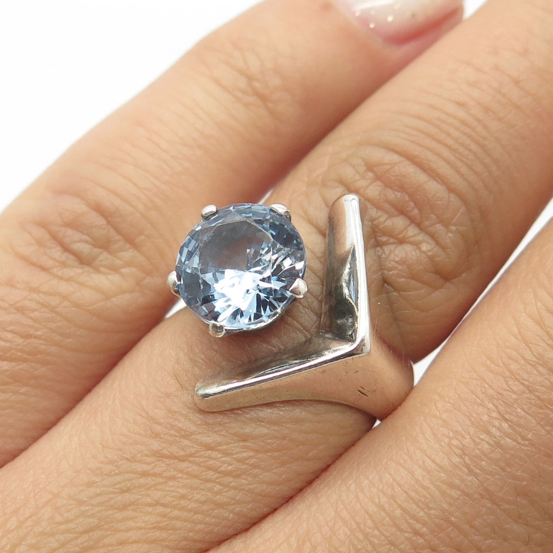 925 Sterling Silver Vintage Mexico Real Topaz Arrow Adjustable Ring ...