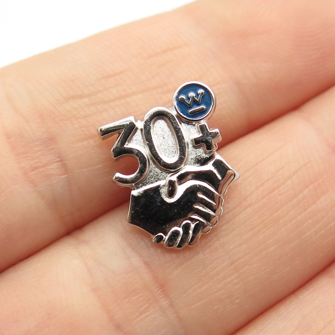 925 Sterling Silver Vintage Anson Enamel "30+" Handshake Pin - Etsy