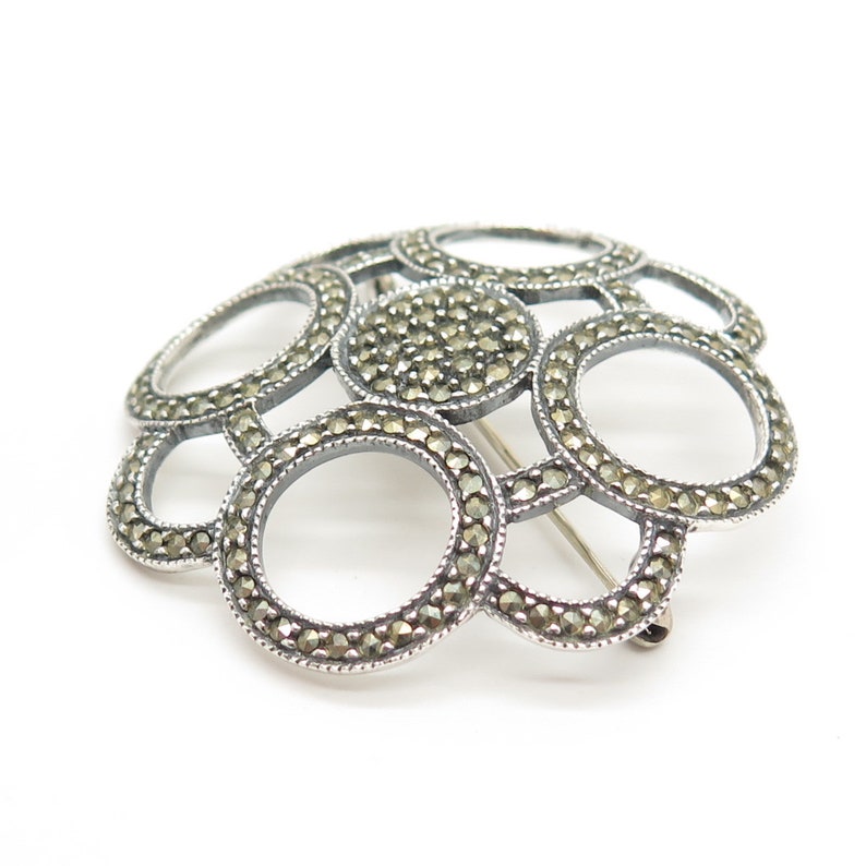 925 Sterling Silver Vintage Judith Jack Real Marcasite Gem Pin - Etsy