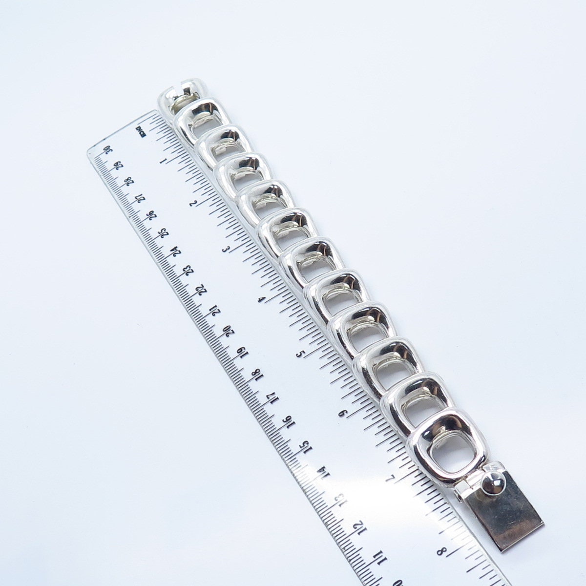 925 Sterling Silver Vintage Square Link Bracelet 7.25 925 Sterling Silver Vintage Square Link Bracelet 7.25