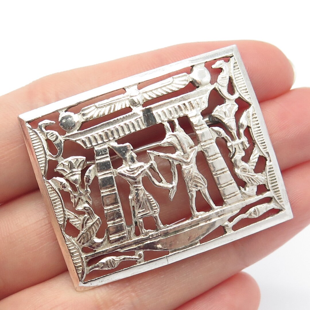 925 Sterling Silver Vintage Egyptian Storyteller Pin Brooch - Etsy