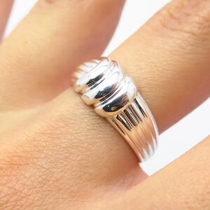 925 Sterling Silver Vintage Ribbed Ring Size 7 - Etsy