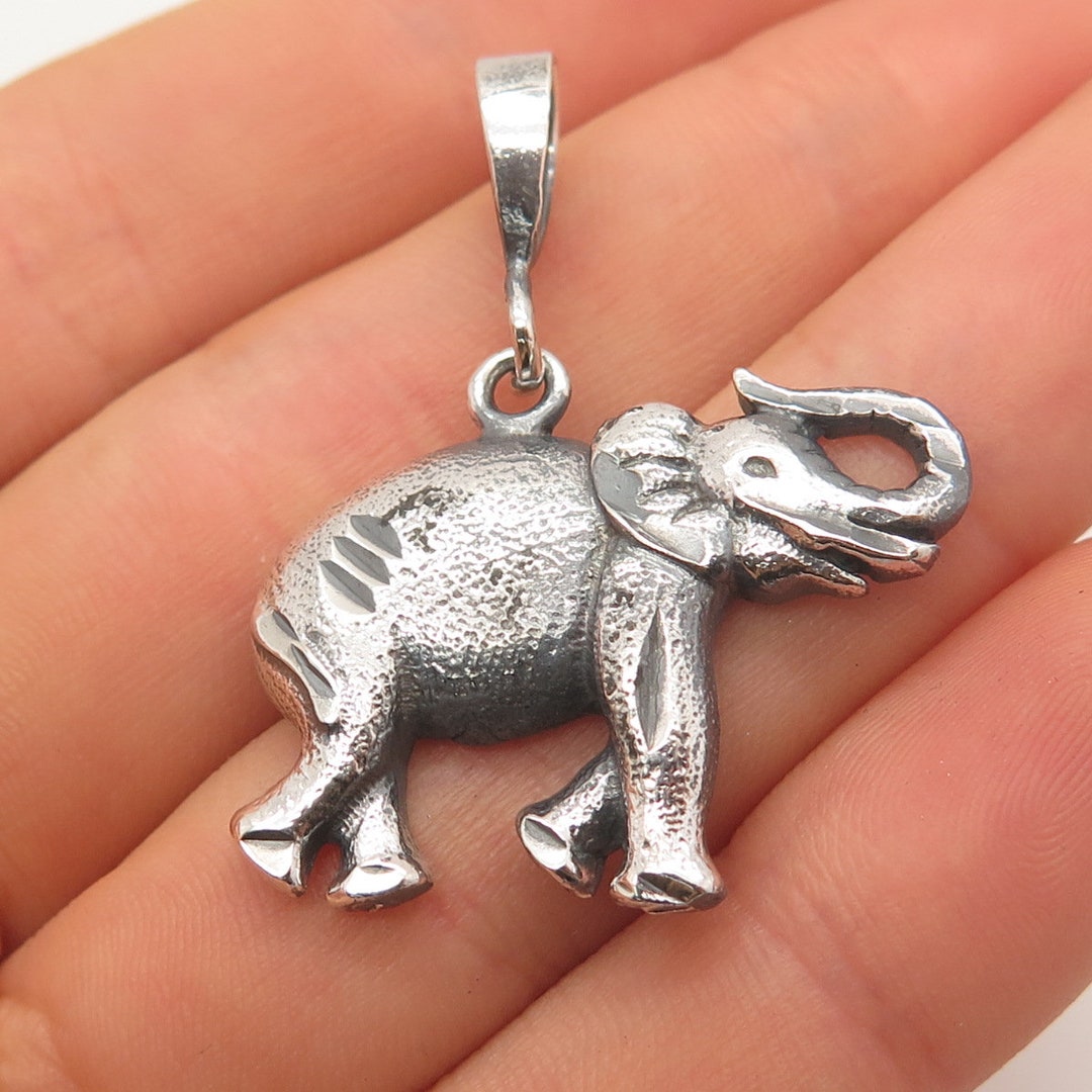 925 Sterling Silver Vintage Elephant for Good Luck Pendant - Etsy