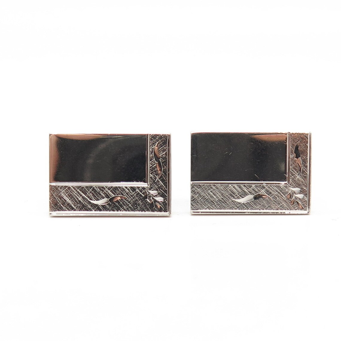 925 Sterling Silver Vintage Textured Floral Square Cufflinks | Etsy
