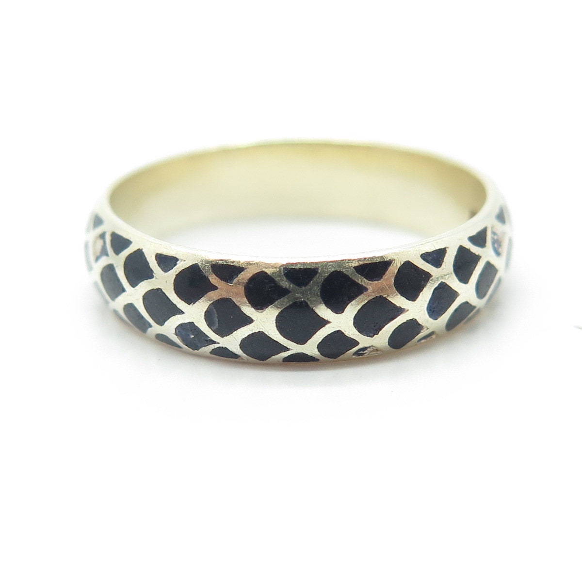 916 Silver Vintage Eastern Europe Enamel Band Ring Size 10 - Etsy