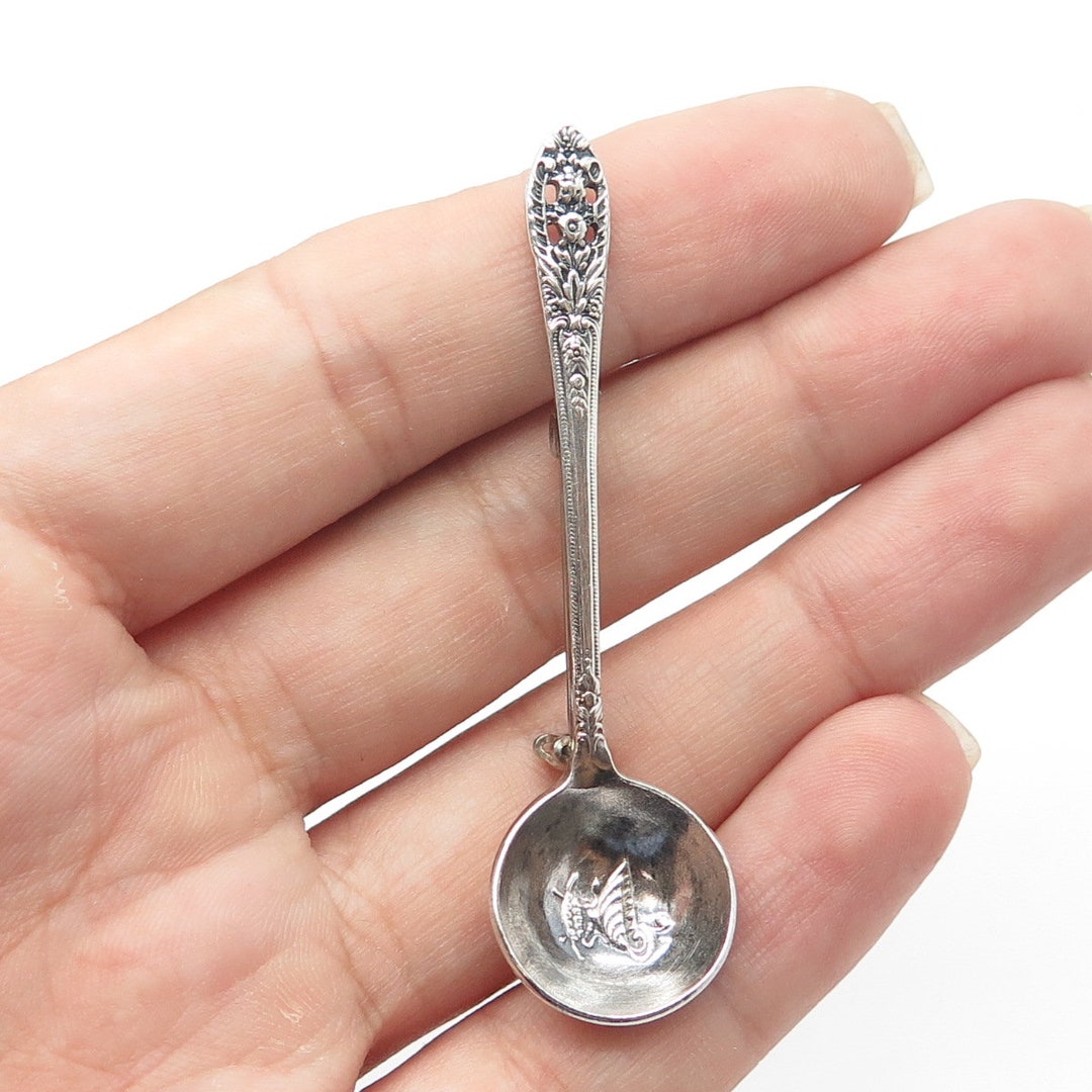 FINE ARTS 925 Sterling Silver Antique Art Deco Spoon Pin Brooch Pat ...