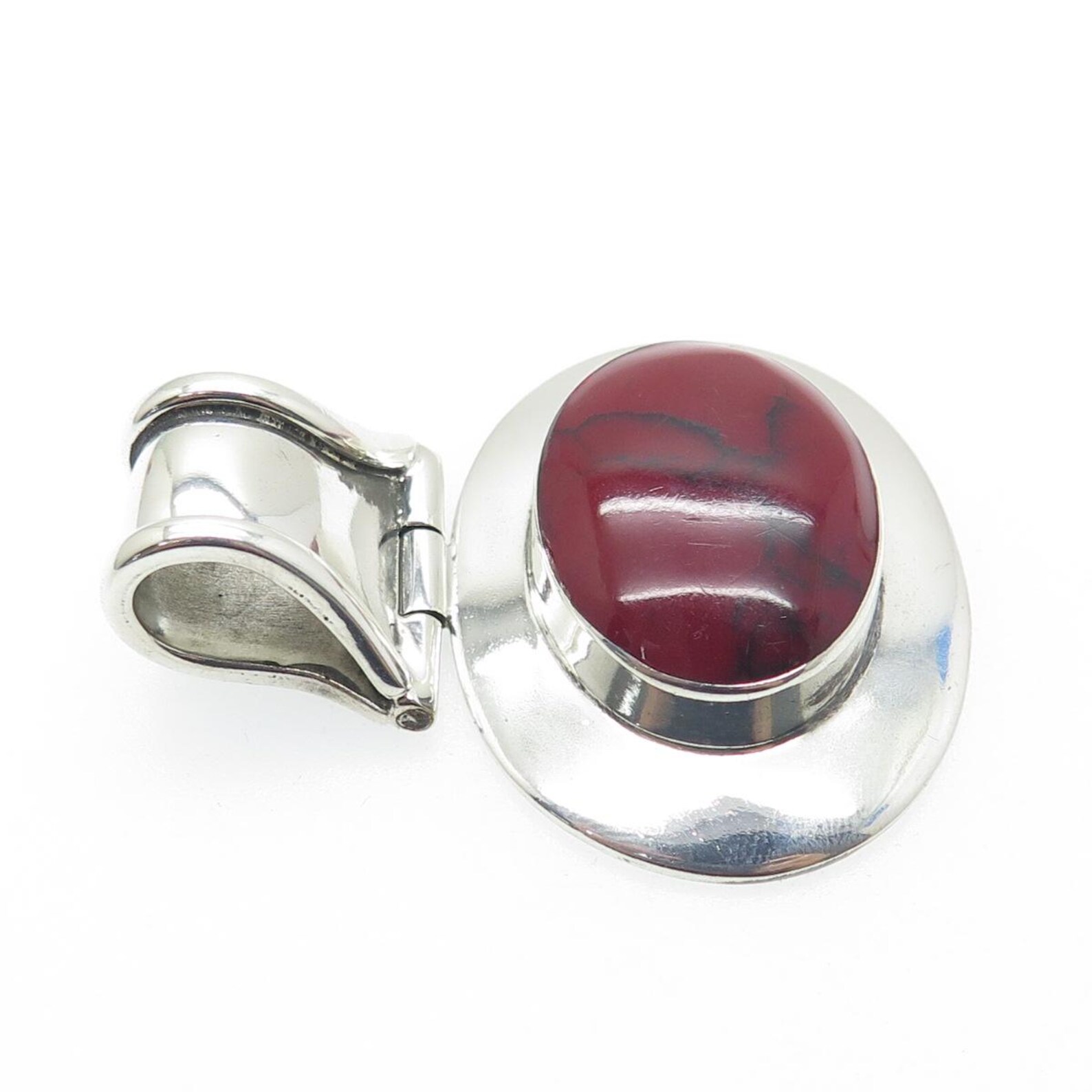 925 Sterling Silver Vintage Real Red Turquoise Modernist Pendant - Etsy