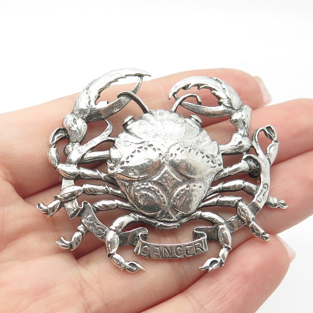 925 Sterling Silver Vintage Cini Cancer Zodiac Sign Pin Brooch - Etsy