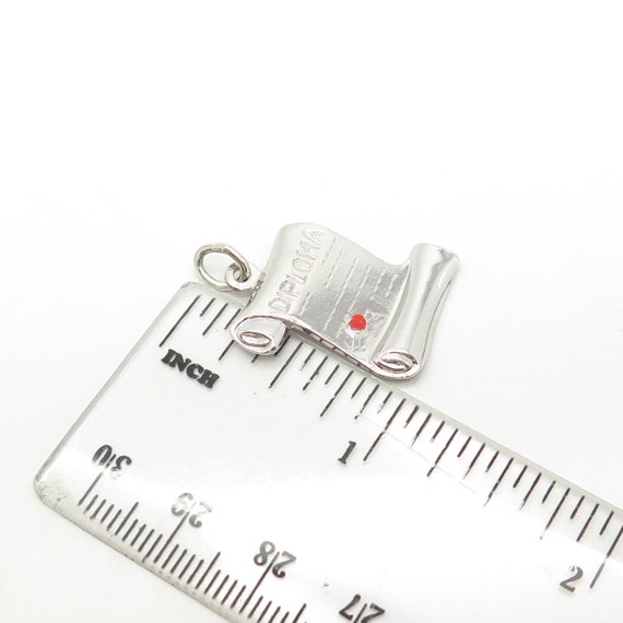 925 Sterling Silver Vintage Enamel Diploma Scroll Cha… - Gem
