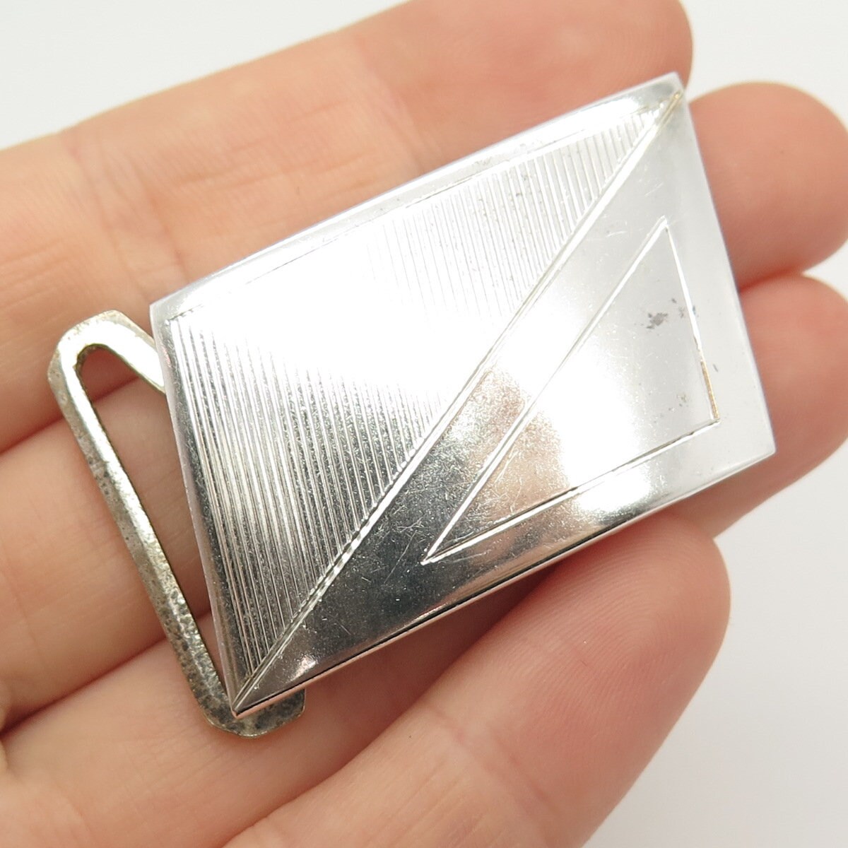 925 Sterling Silver Vintage Maco Striped Classic Belt Buckle | Etsy