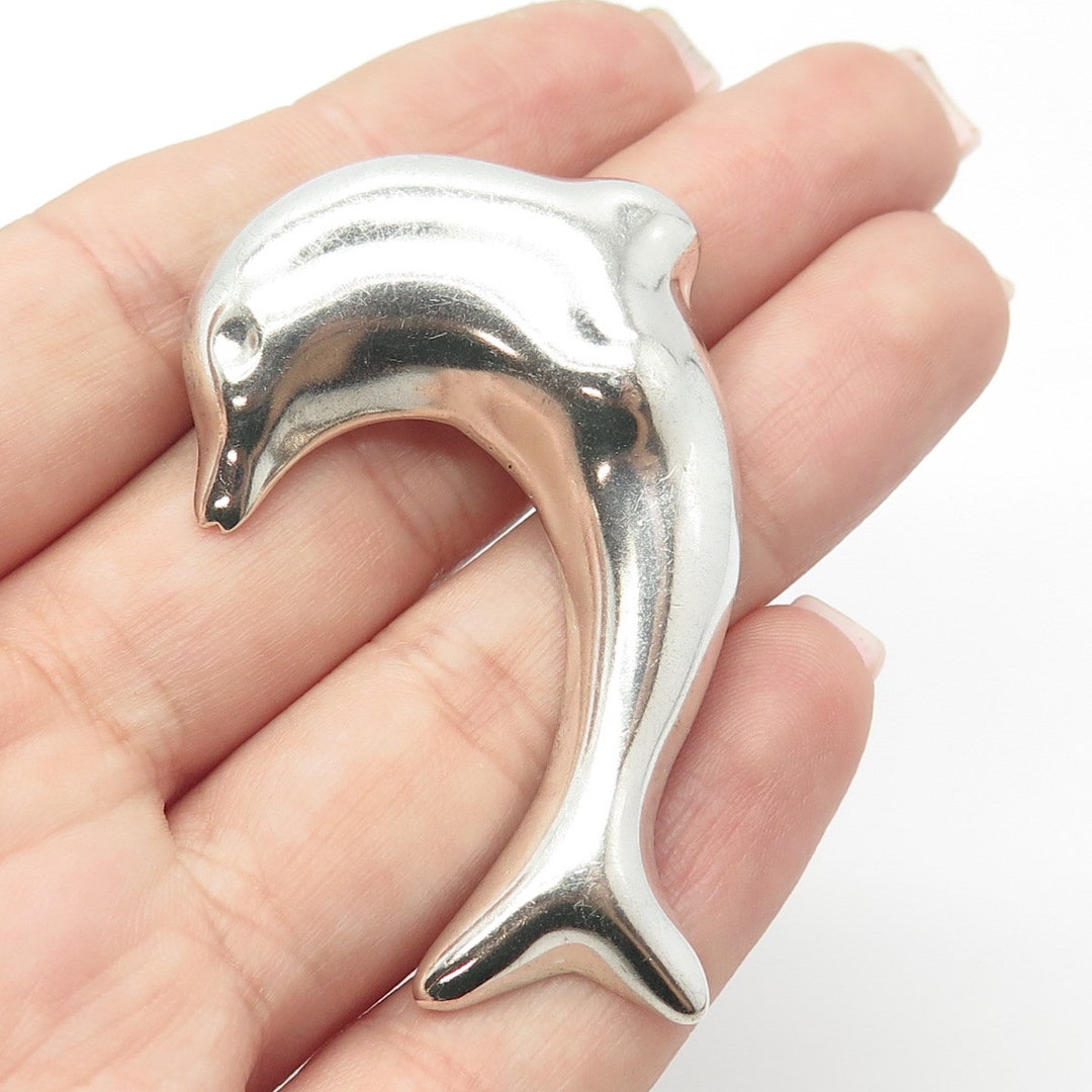 925 Sterling Silver Vintage Mexico Friendly Dolphin Pin Brooch - Etsy