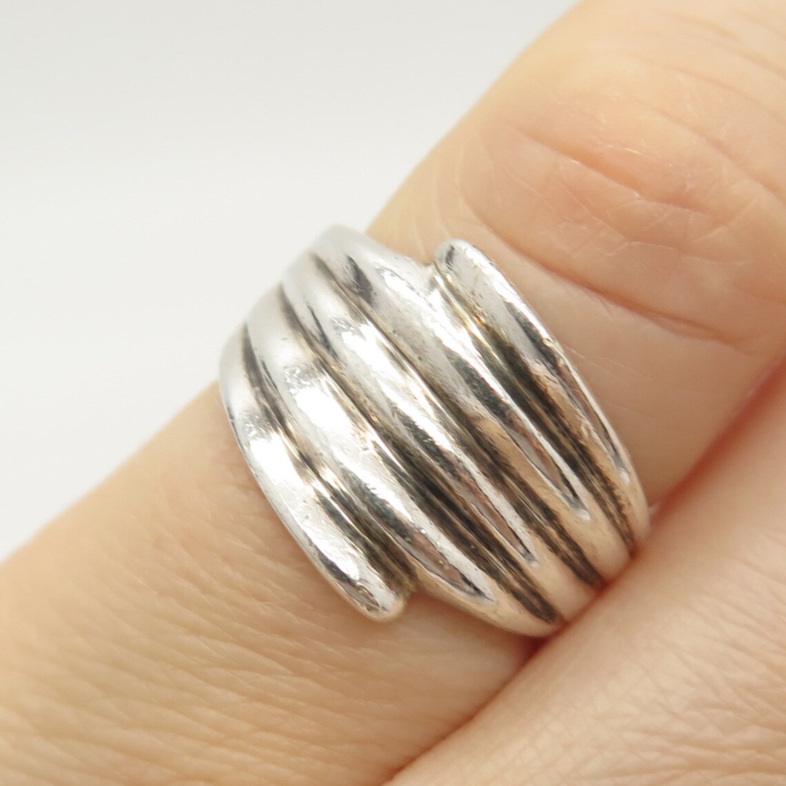 925 Sterling Silver Vintage Ribbed Ring Size 5 3/4 - Etsy