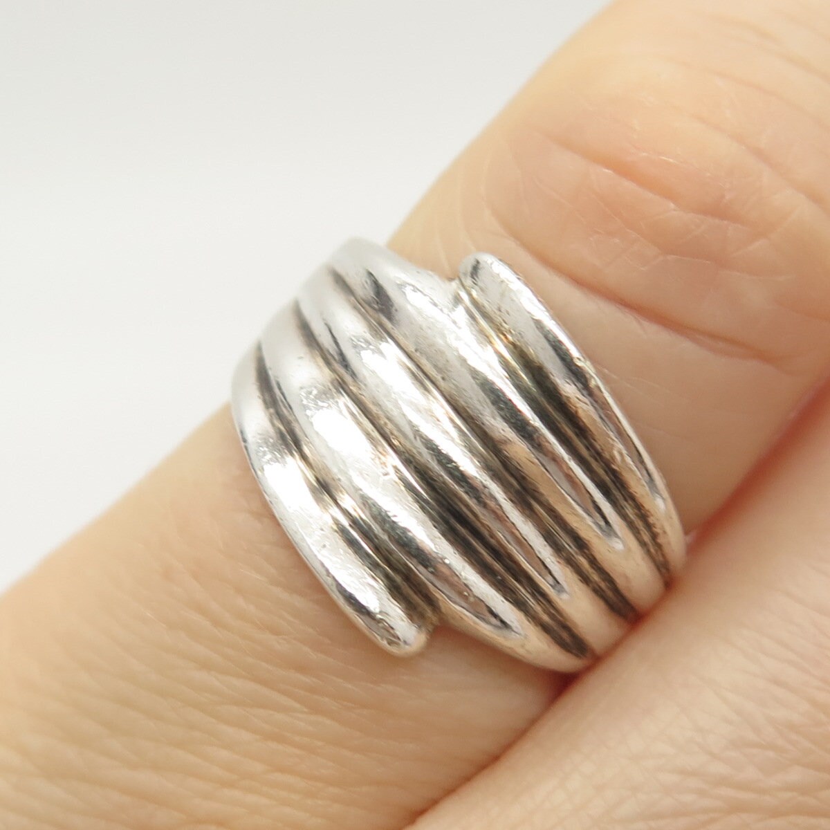 925 Sterling Silver Vintage Ribbed Ring Size 5 3/4 - Etsy