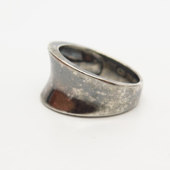 925 Sterling Silver Concave Design Wide Ring Size 8 3… - Gem